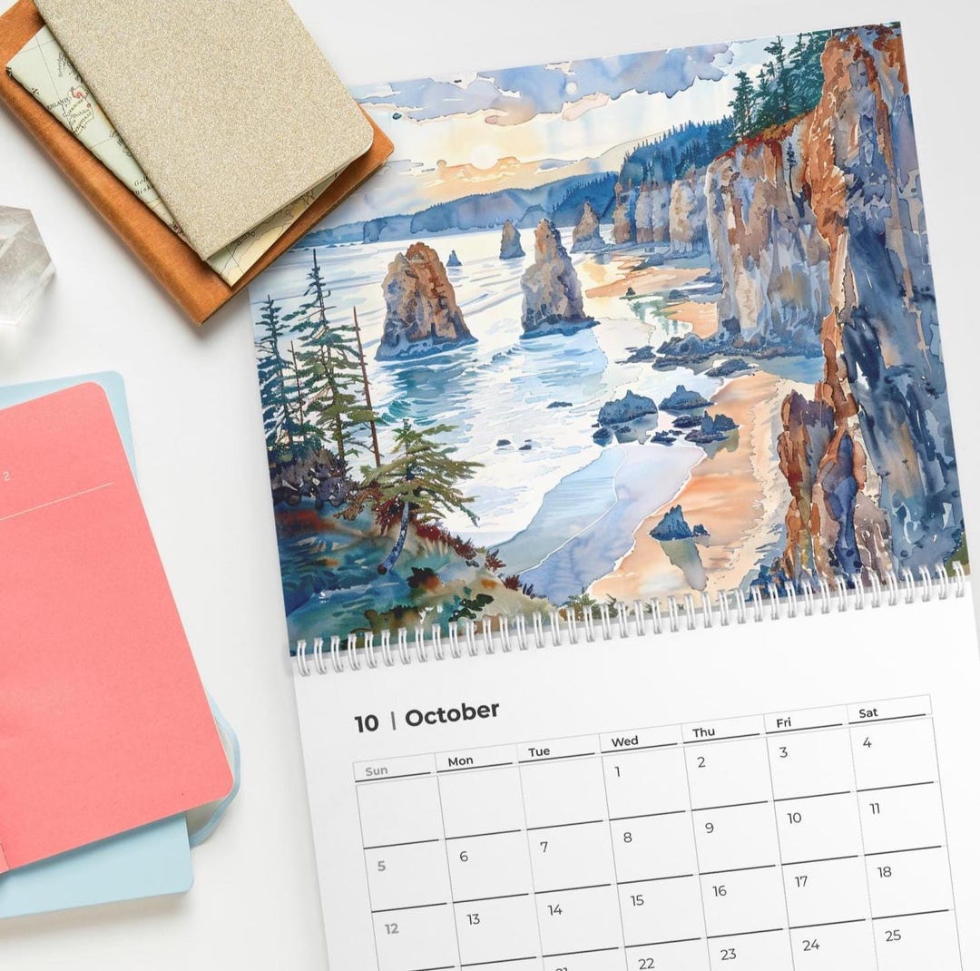Washington Landscape Wall Calendar: Mountain Calendar, Watercolor Art ...
