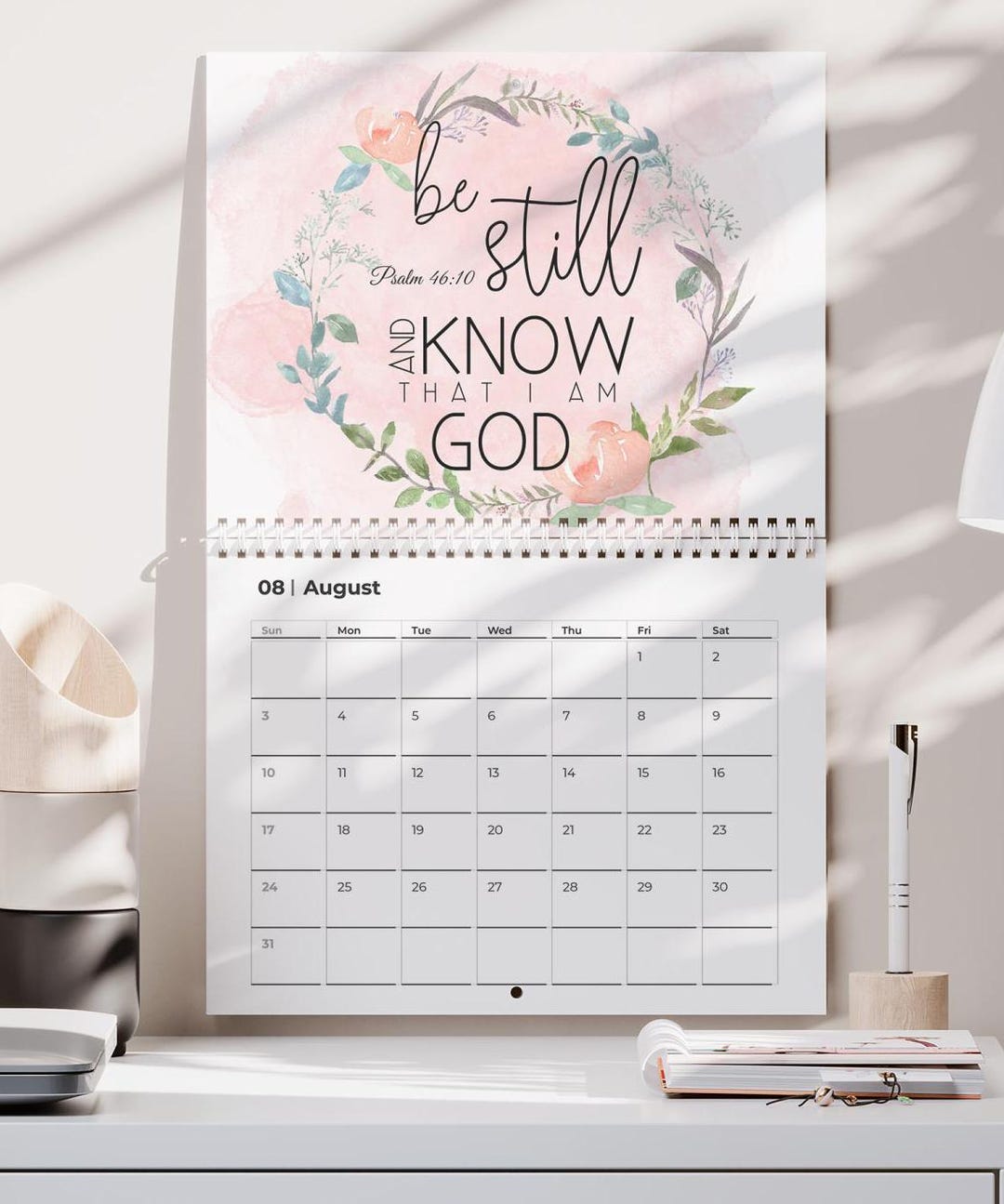 Floral Scripture Wall Calendar: Christian Calendar, Watercolor Art, 12 ...
