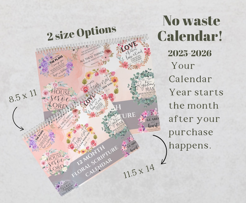 Floral Scripture Wall Calendar: Christian Calendar, Watercolor Art, 12 ...