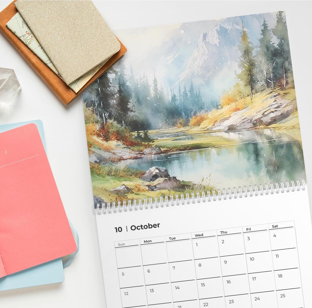 Mountain Landscape Wall Calendar: Nature Calendar, Watercolor Art, 12 ...