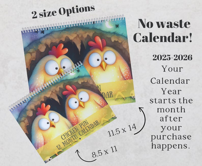 Chicken Pun Wall Calendar: Chicken Lover Gift, Funny Calendar, 12 Month ...