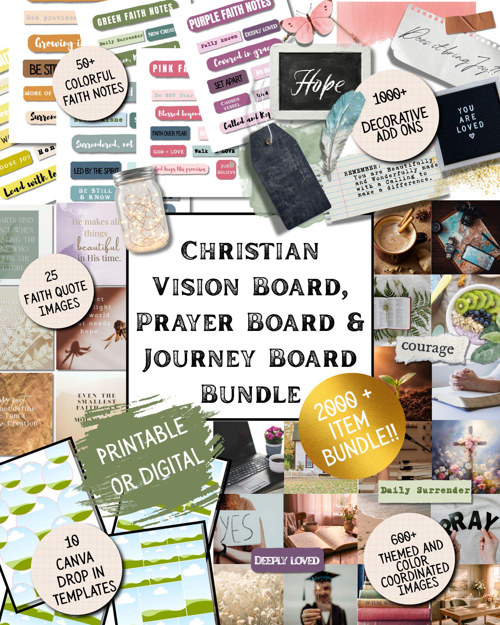 Christian Vision Board Bundle, Faith Journey Board Kit, Prayer Board ...
