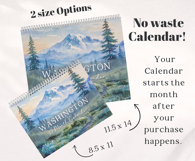 Washington Landscape Wall Calendar: Mountain Calendar, Watercolor Art ...