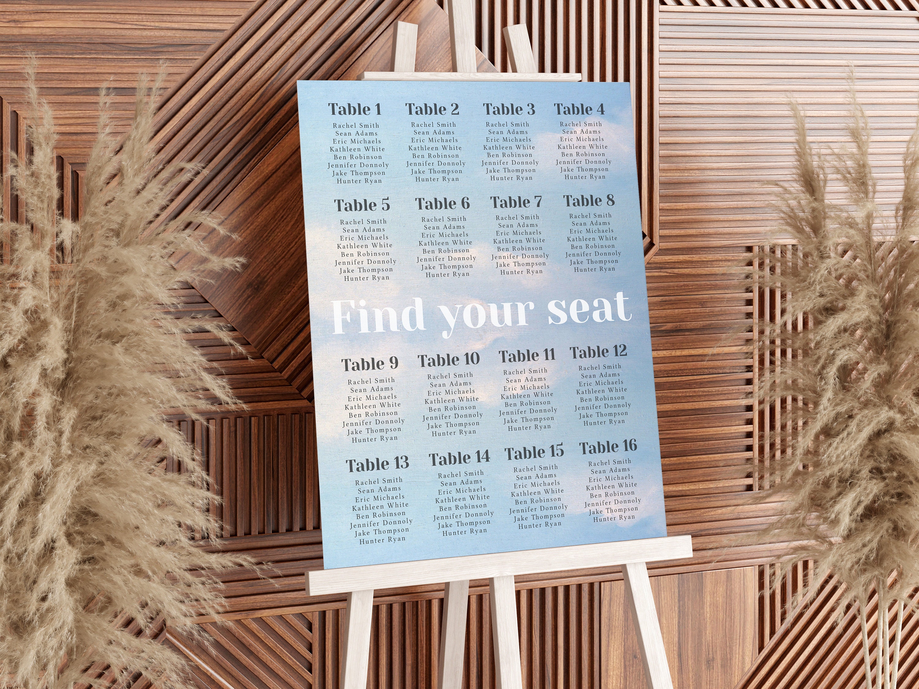 Cute Watercolor Seating Chart, Wedding Seating Chart Template, Hand ...