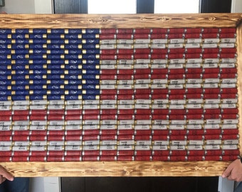 Shotgun Shell American Flag in a Faux Barnwood Shadowbox - Etsy