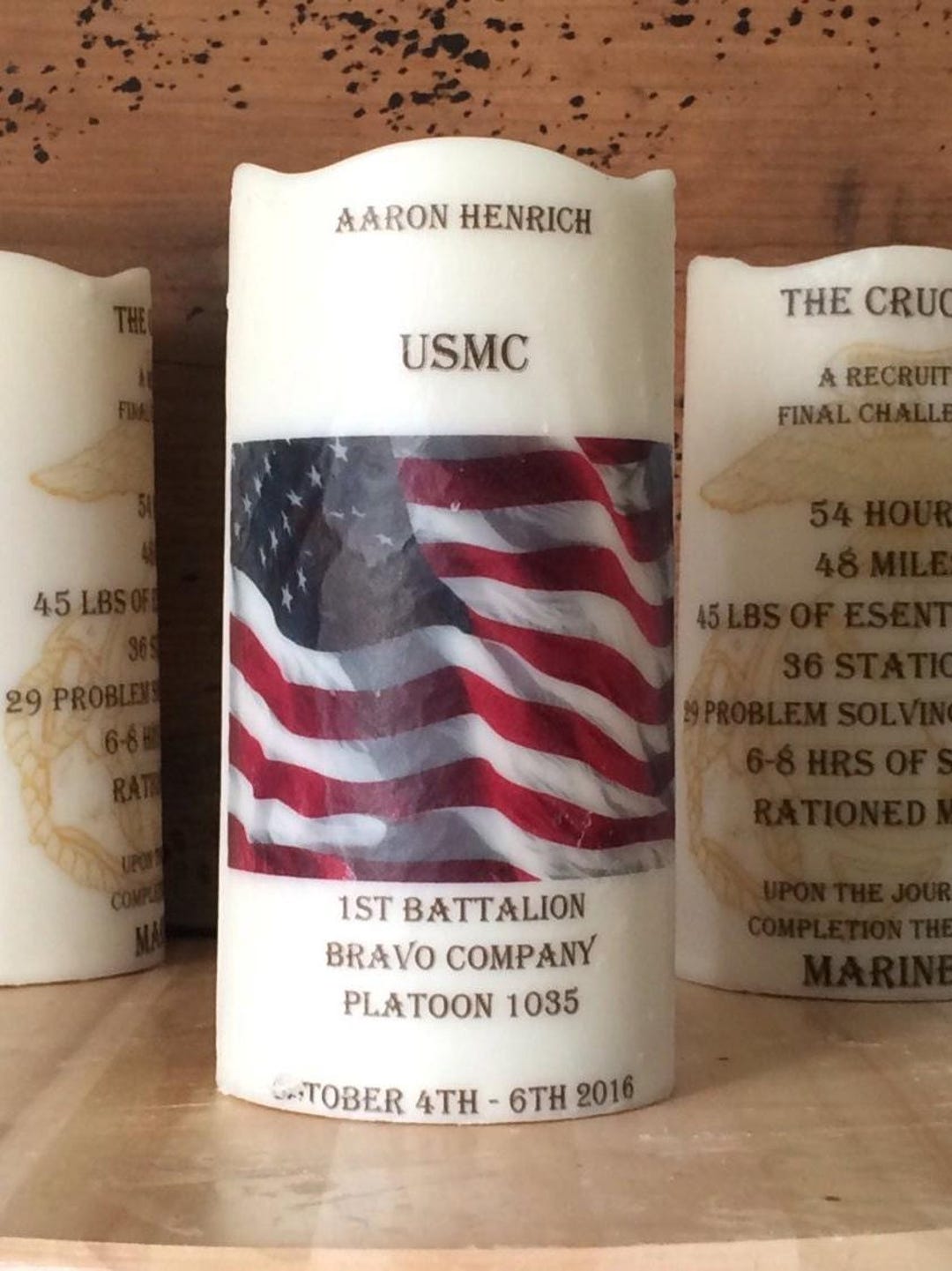 US Marine Corps Crucible LED Candle: Personalized Flag & EGA Image - Etsy