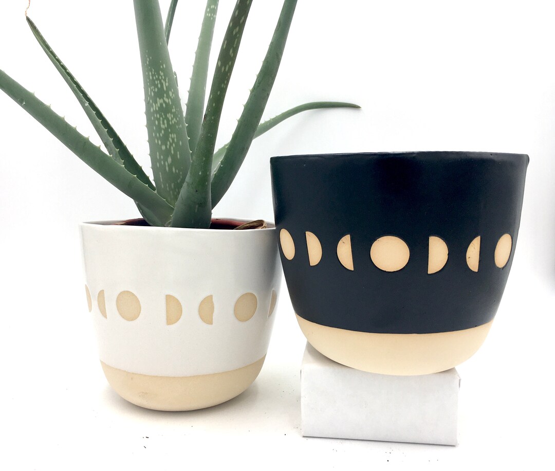 Ceramic Moon Phase Plant Pot, 4 SIZES - Etsy
