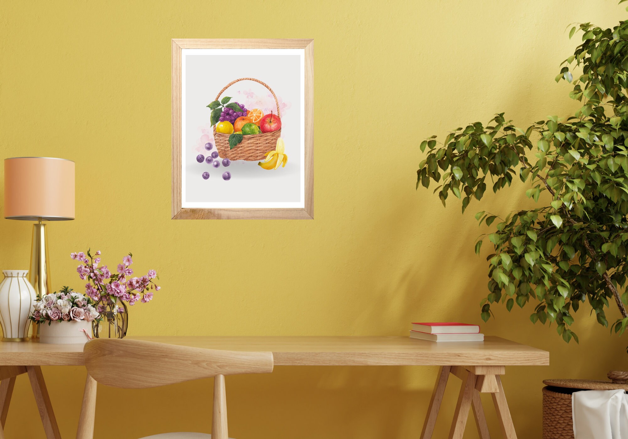 Illustrated Fruits Wall Art, Fruit Wall Art, Wall Art, Wall Decor ...
