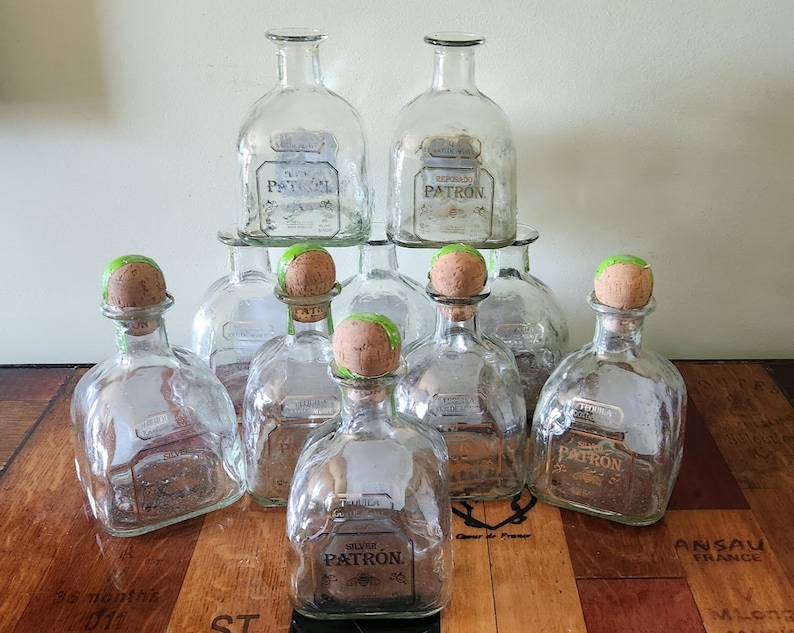 Upcycled Patron Bottle: Decorative Vase, Soap Dispenser, or Craft ...