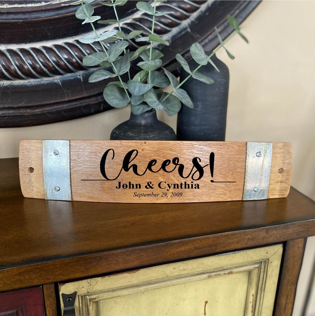 Custom Name and Date Wine Barrel Stave Sign, Personalized Name Plaque ...