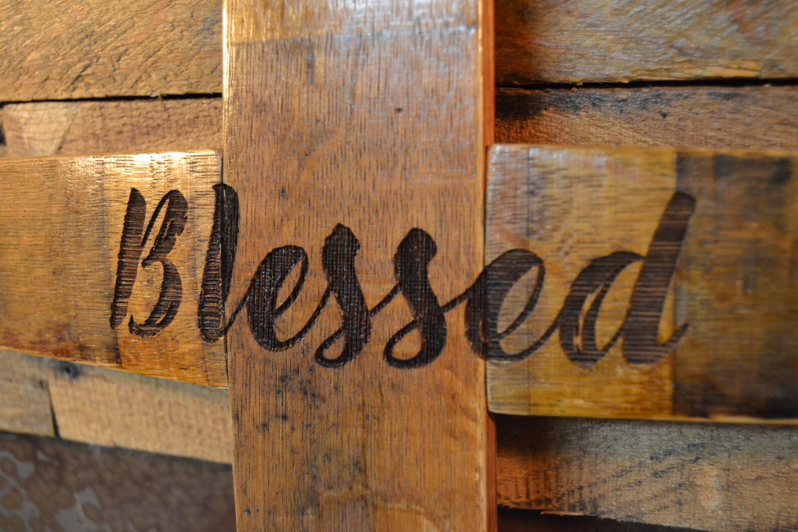 Personalized Wine Barrel Stave Cross Wood Cross Wall Decor - Etsy
