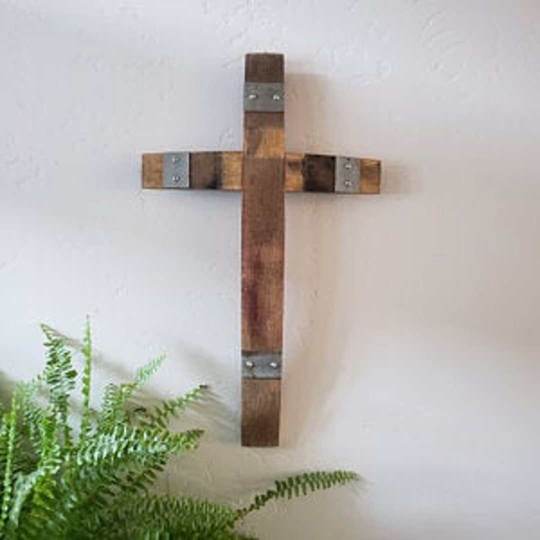 Wine Barrel Stave Cross: Rustic Christian Wall Decor - Etsy