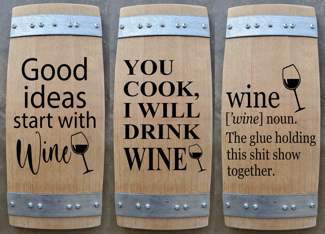 Wine Signs / Laser Engraved Wine Barrel Triple Stave Signs / Free ...