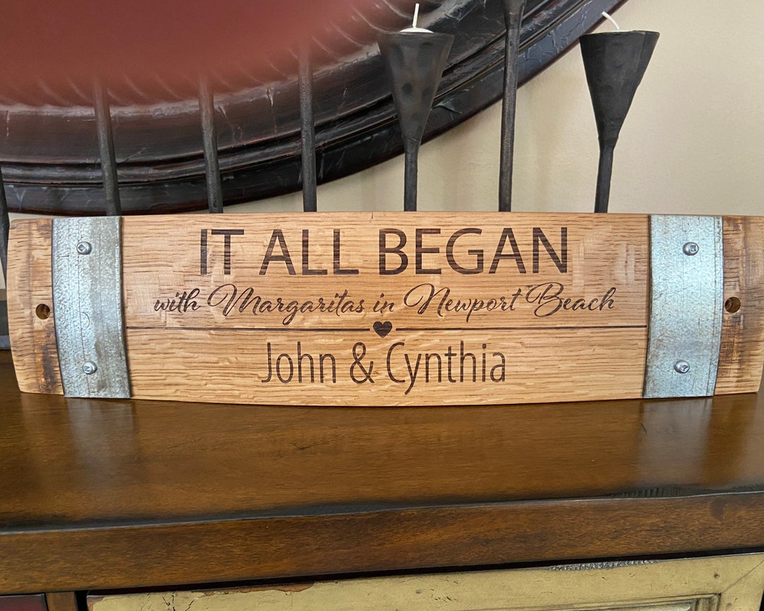 It All Began… Personalized Name and Place Wine Barrel Stave Sign/custom ...