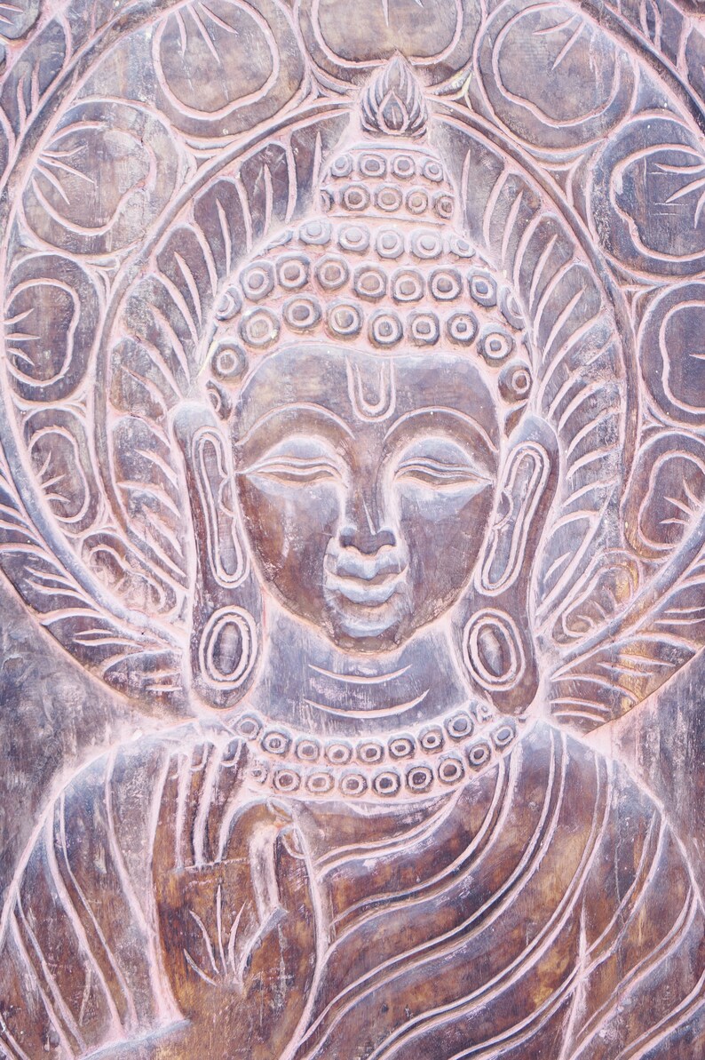 Buddha Barn Door Pink Hues Standing Buddha Protection Mudra - Etsy