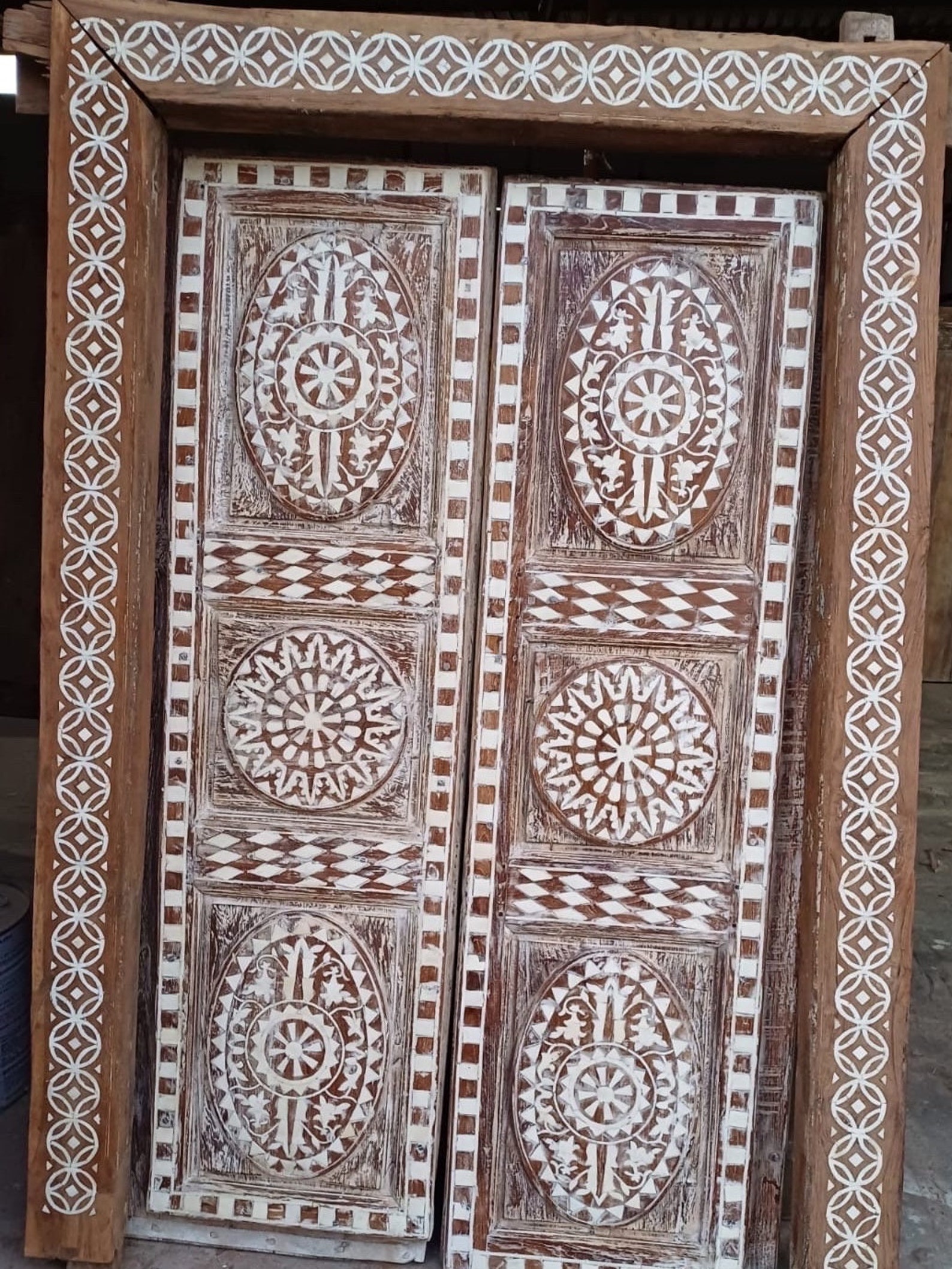 PRE ORDER Antique Indian Bone Inlay Door, Ornate Vintage Door With ...