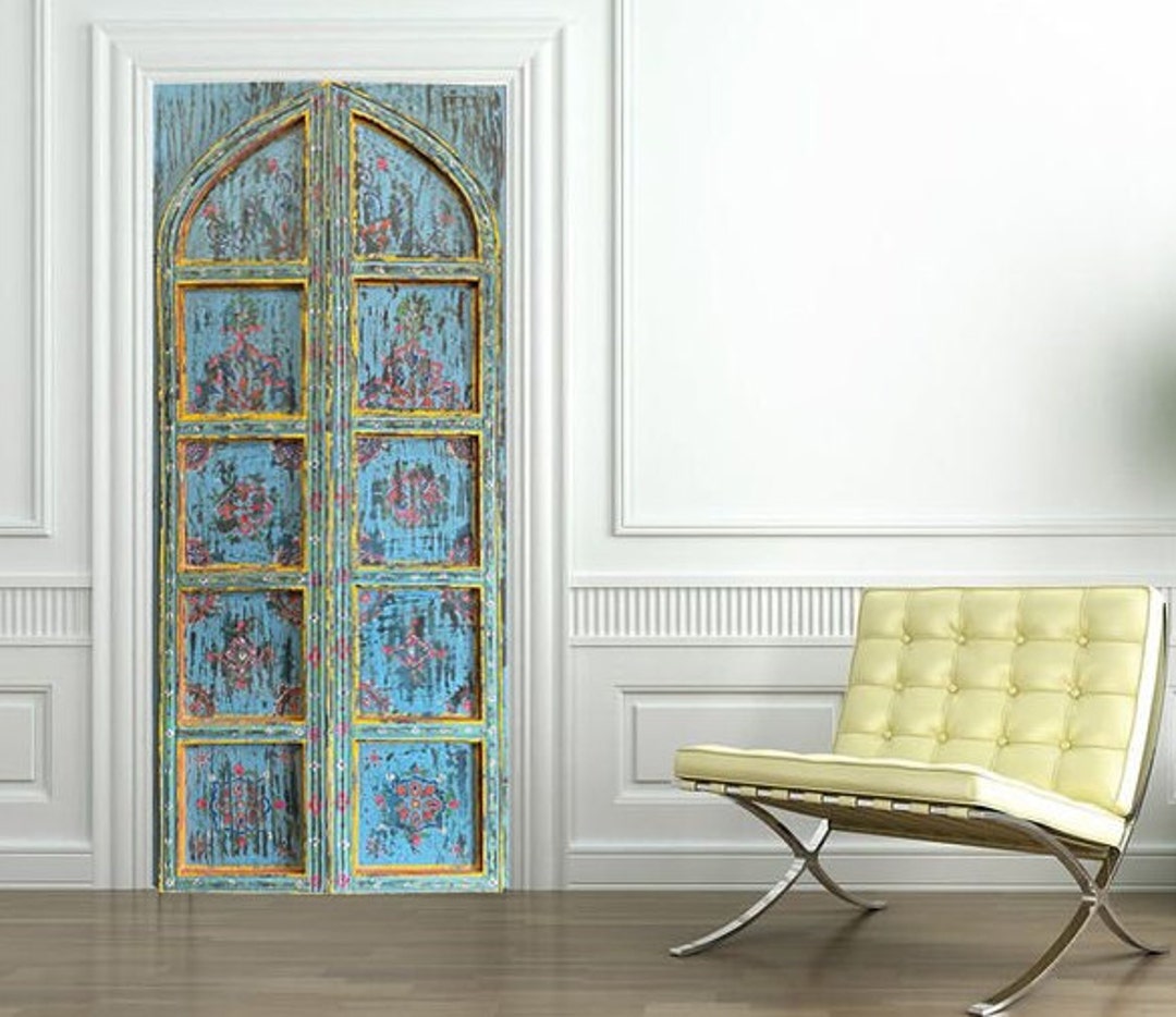 Antique Blue Doors, Artistic Door, Indian Door, Rustic Door, Haveli ...