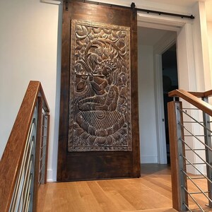 Shiva Carved Sliding Barn Door, Hindu Shiva Riding Nandi Wall Art ...