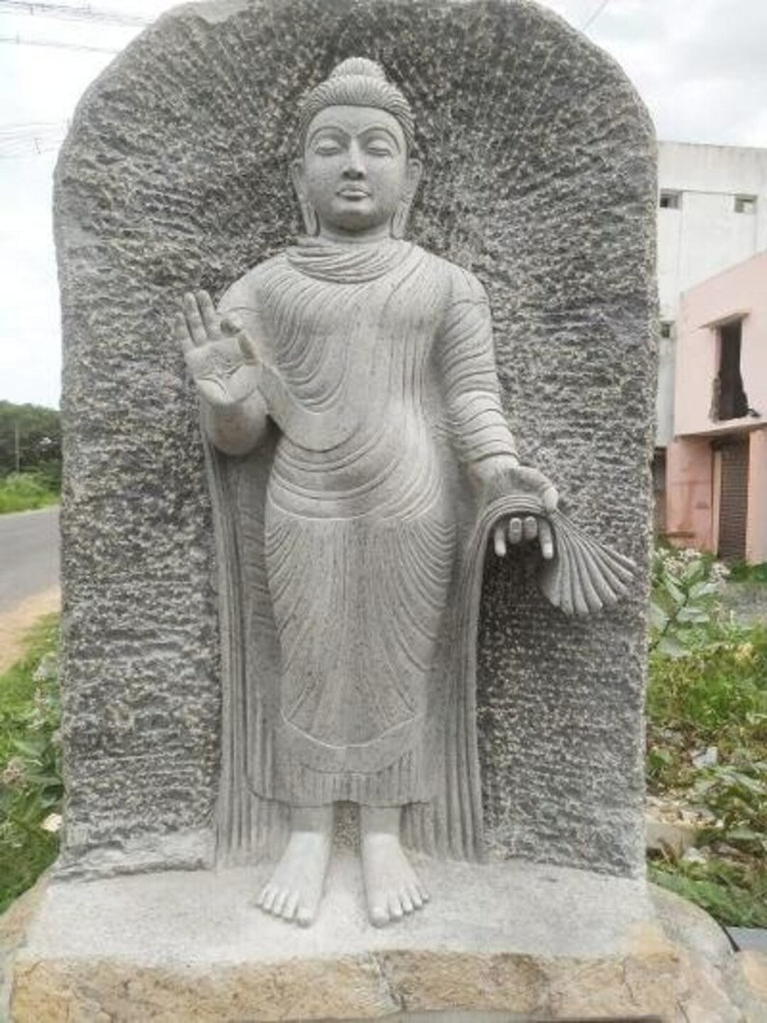 PRE Order-natural Stone Protection Abhaya Buddha Garden Statue - Etsy