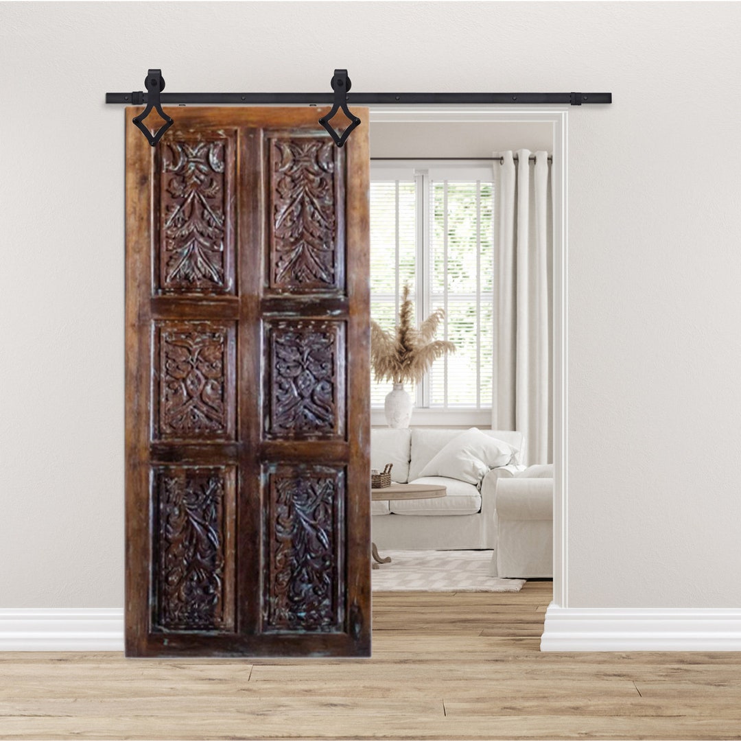 Unique Barn Door, Statement Door, Carved Door, 6 Paneled Barn Door ...