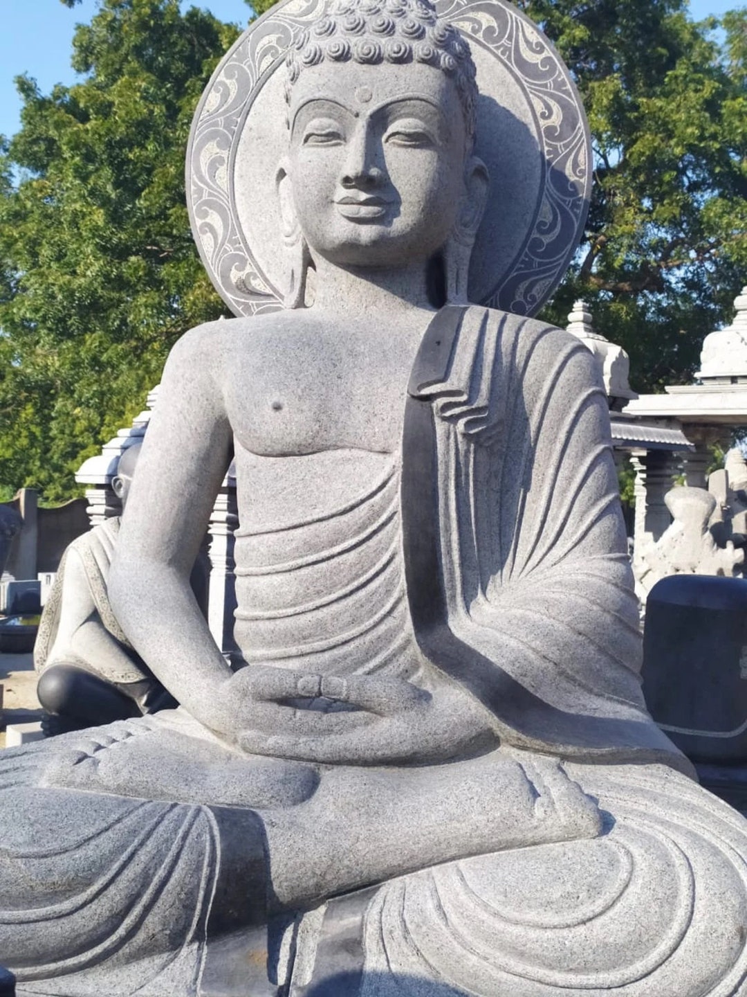 PRE Order-natural Stone Protection Buddha Garden Statue - Etsy