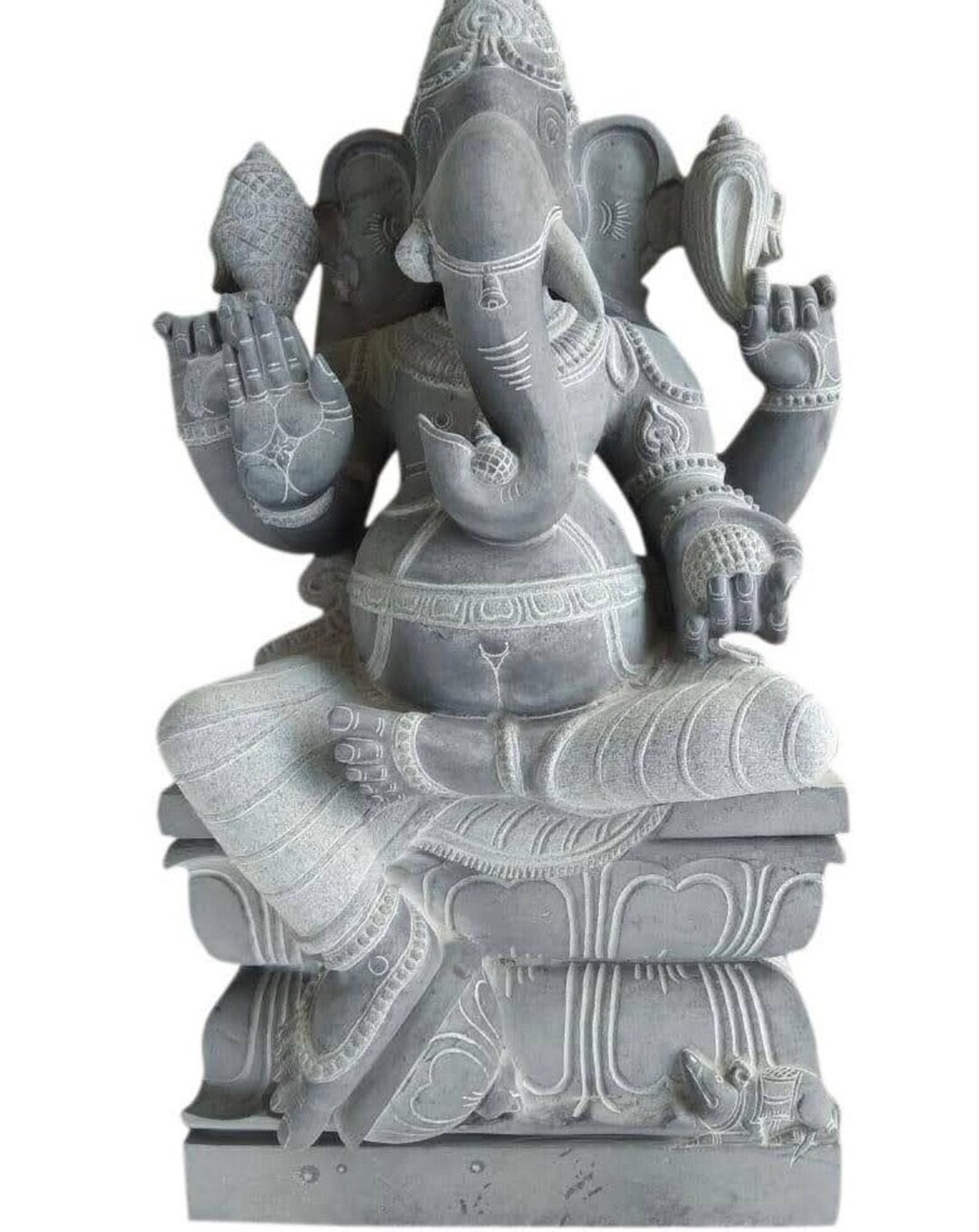PRE Order-natural Stone Ganesha Garden Statue Handcarved Granite Stone ...