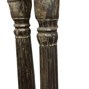 Antique Carved Pillars Columns Candle Holders, Rustic Farmhouse Tall ...