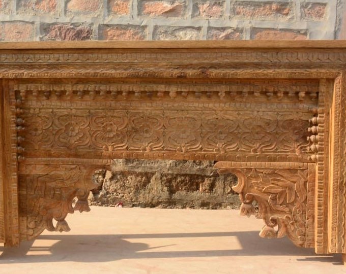 Rustic Carved Console Table TV Stand Vintage Sofa Accent - Etsy