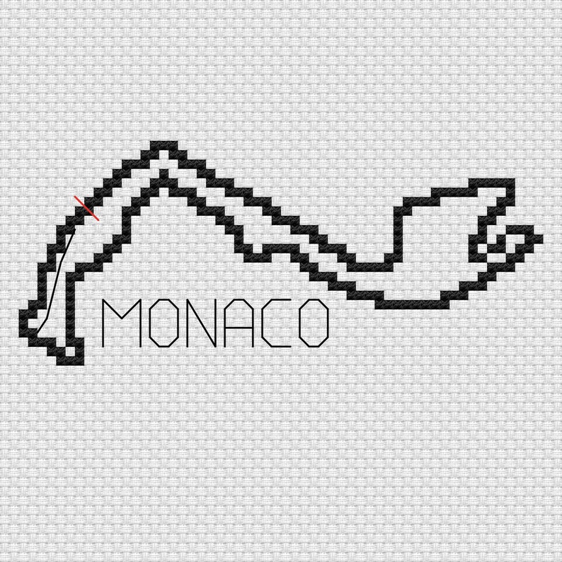 Monaco Grand Prix F1 Cross Stitch Track Map PDF Pattern - Etsy