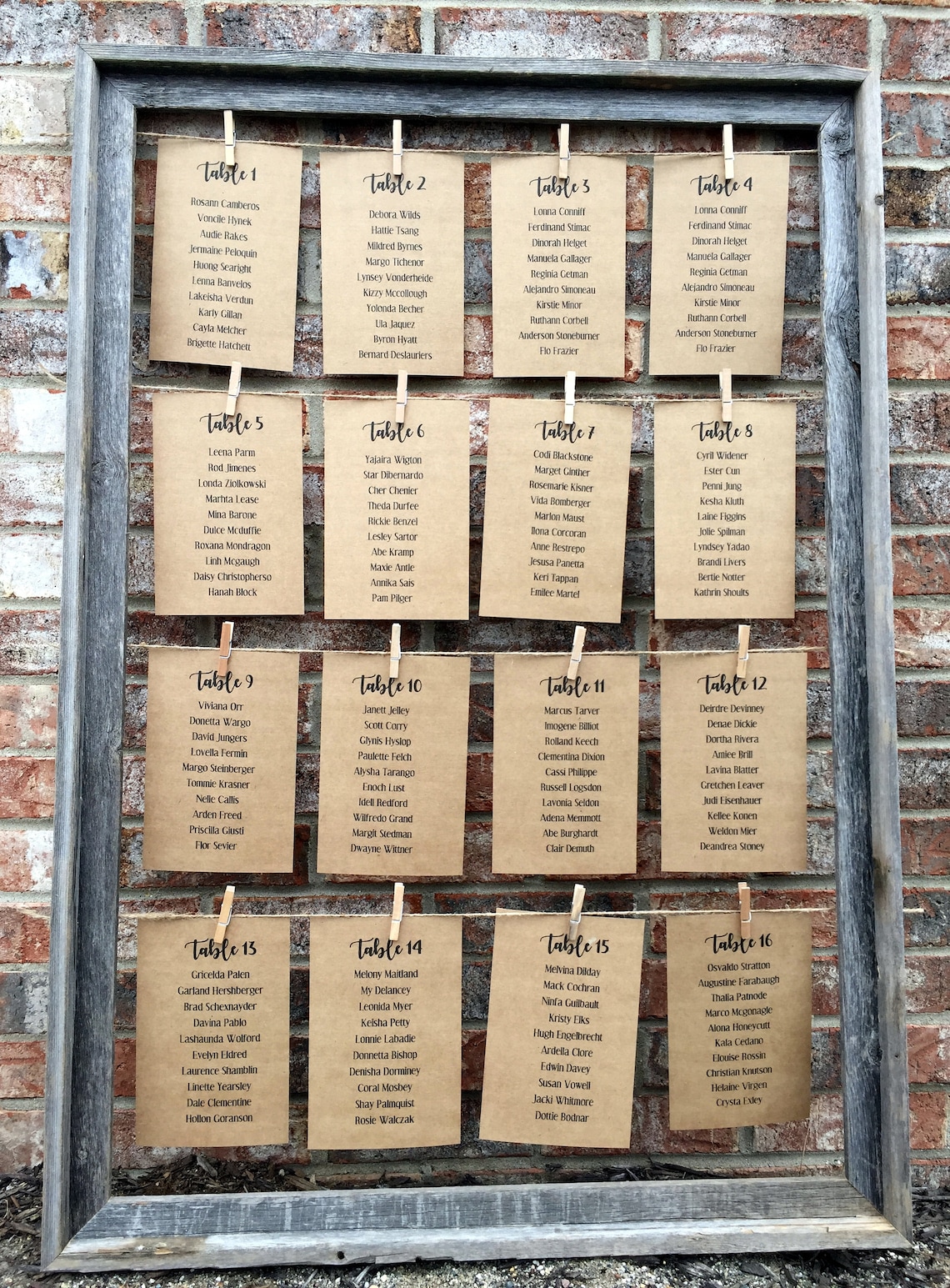 Set of 2 Seating Chart Frame Rustic Wedding Decor Wedding - Etsy