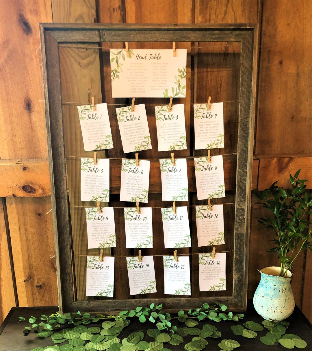 Set of 2 Seating Chart Frame, Wedding Reception Seating Chart, Table ...