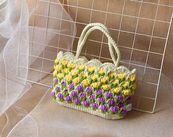 Wool Crochet Bag Strawberrys- Hand-finished, Stylish Storage for Kids ...