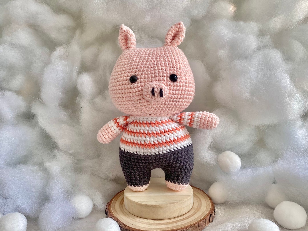 Handmade Crochet Pig in Clothes Plush Toy - Adorable Gift for Kids - Etsy