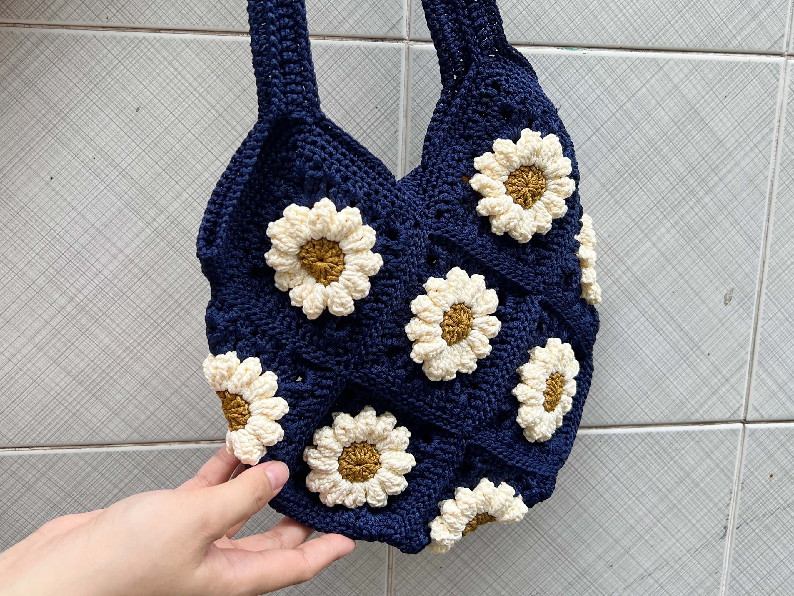 Wool Crochet Bag Sunflower Hand-finished, Stylish Storage for Kids and ...