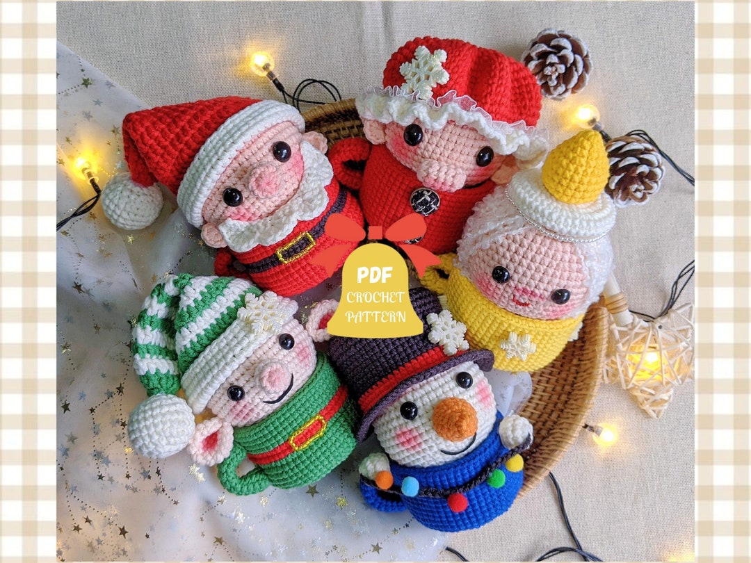 Christmas Ornament Crochet Pattern Combo Five Joyful Cups Amigurumi ...
