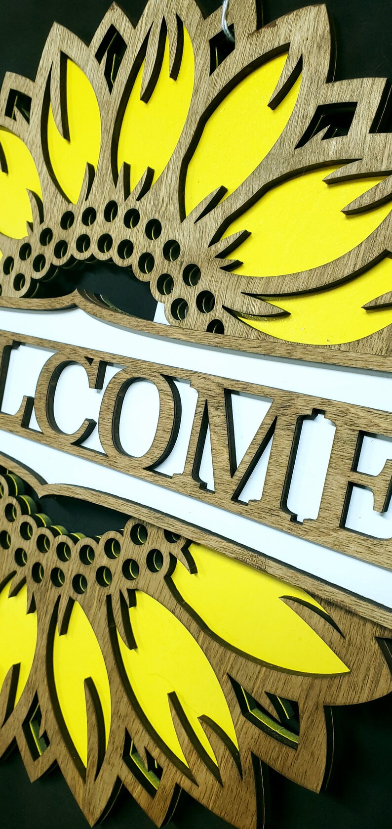 Sunflower Welcome Sign, 3D Layered Wood Welcome Sign, 4 Layer Welcome ...