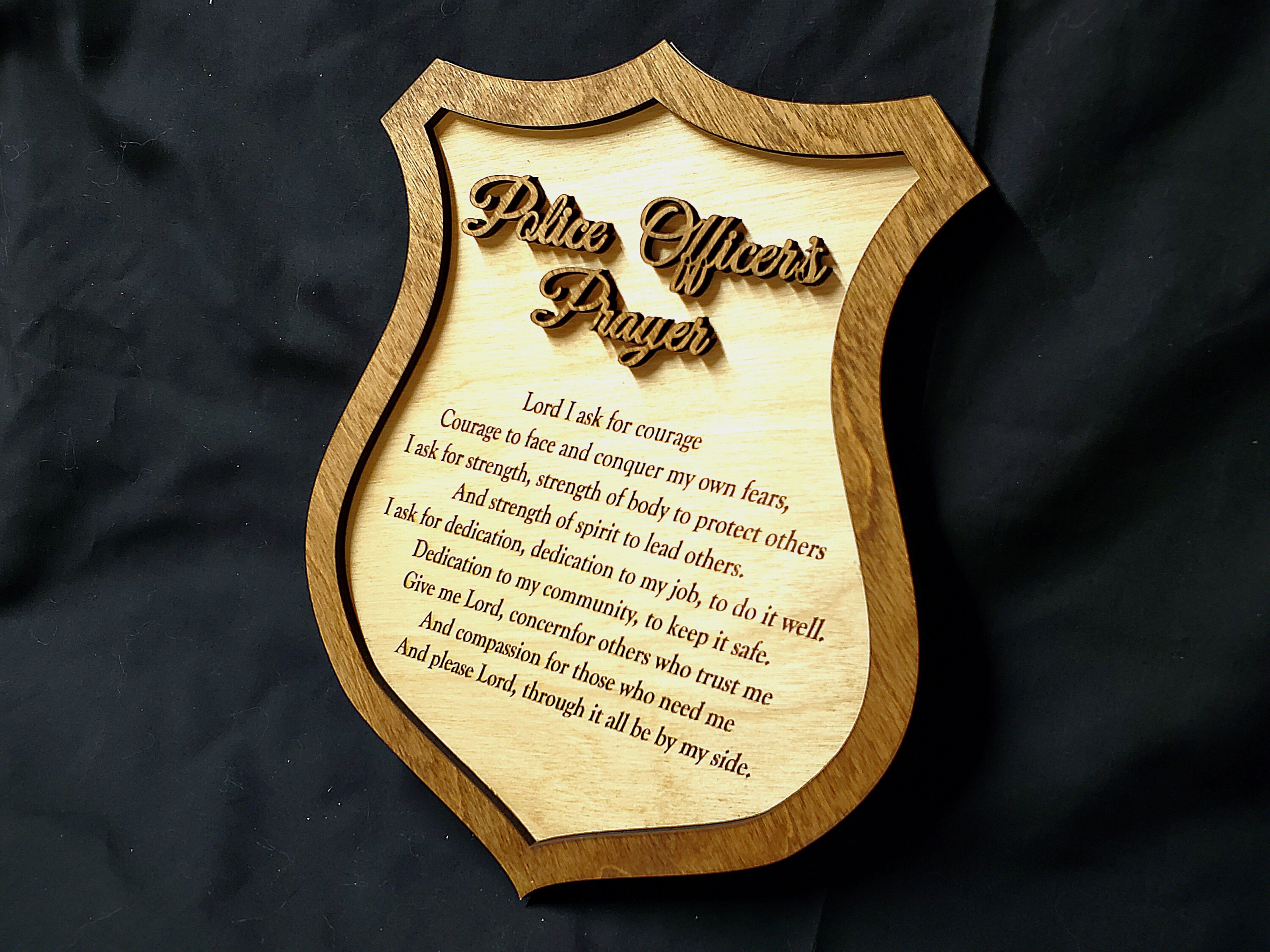Police Officer's Prayer Shield Sign, Police Prayer, 3D Police Man's ...