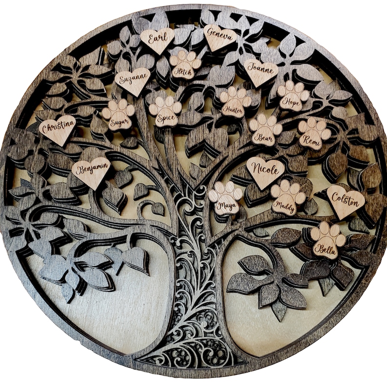 4 Layer Wood Family Living Tree of Life Wall Art. Multiple Sizes ...