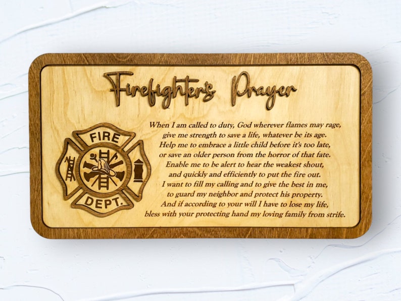 Beautiful Engraved 2 Layer 3D Wood Firefighter's Prayer Sign ...
