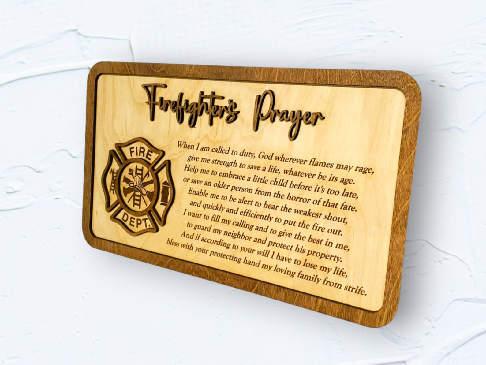 Beautiful Engraved 2 Layer 3D Wood Firefighter's Prayer Sign ...