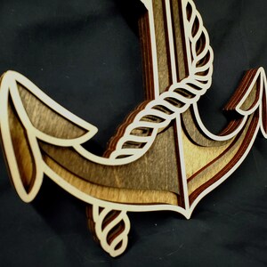 Beautiful 3D 3 Layer Wood Anchor, Nautical Art, Boat Anchor, Boat Decor ...