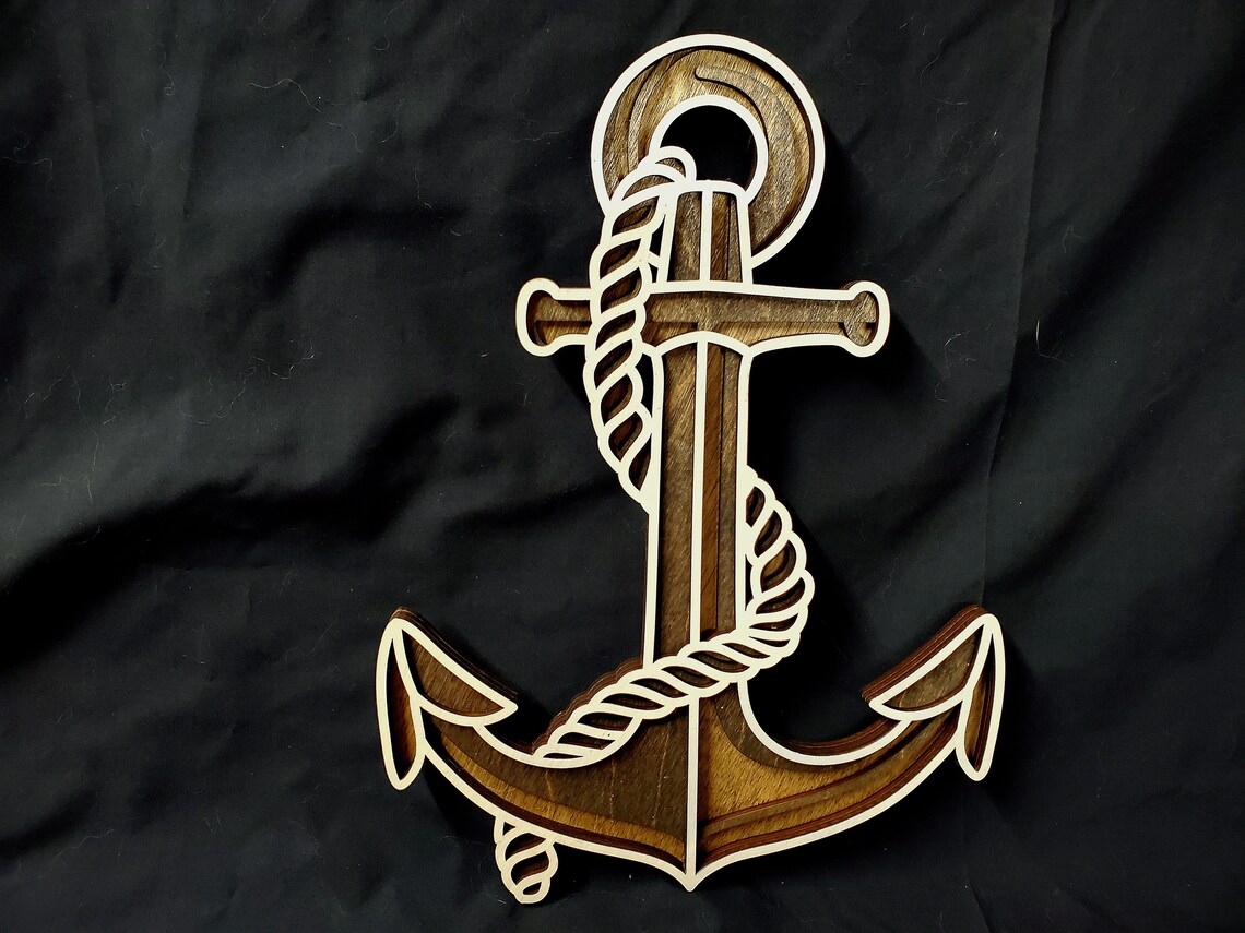 Beautiful 3D 3 Layer Wood Anchor, Nautical Art, Boat Anchor, Boat Decor ...