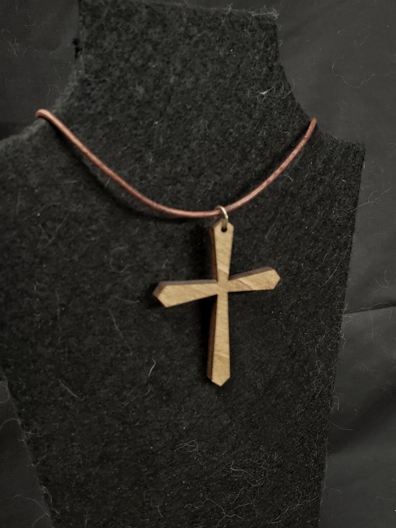 Beautiful Wood Cross Necklace With 18" Brown Leather Cord. Handmade ...