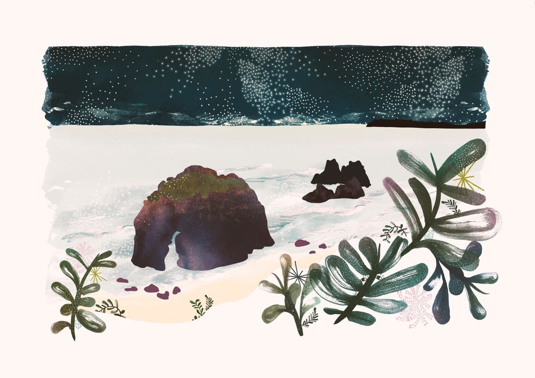 Starry Night at Horse Head Rock Art Print, Bermagui, Rock Formations ...