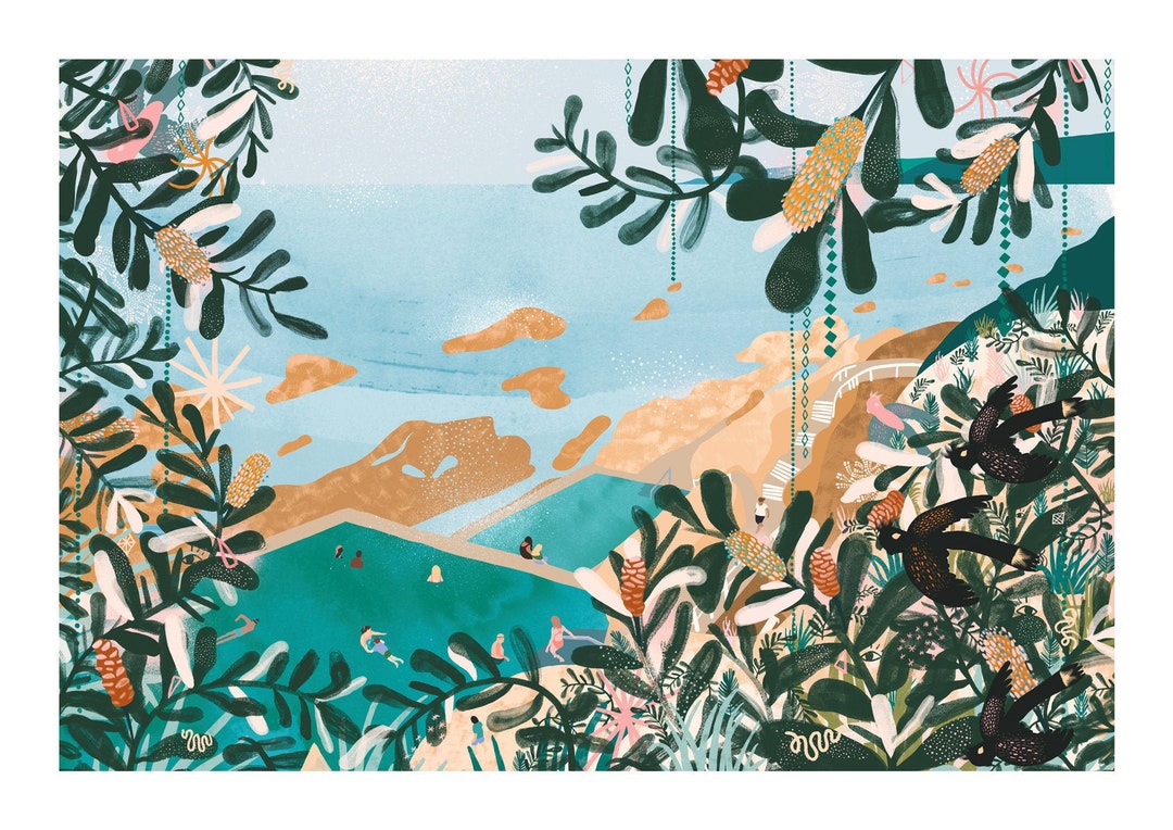 Bermagui Blue Pool — Noon Version — Art Print, Ocean Pool, Rockpool ...