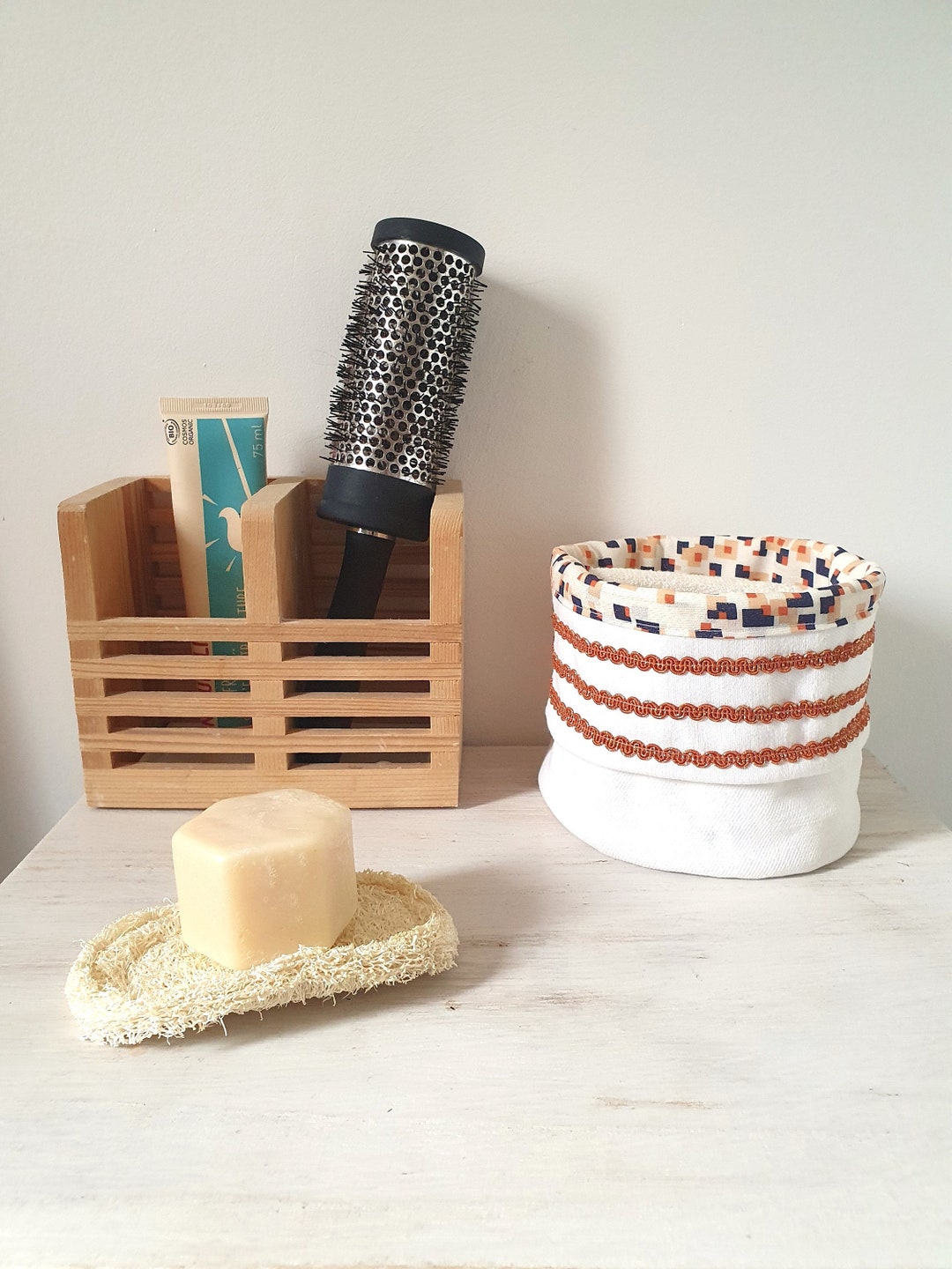 Lined Fabric Storage Basket, 100% Recycled, Pixels, Sequins, White ...