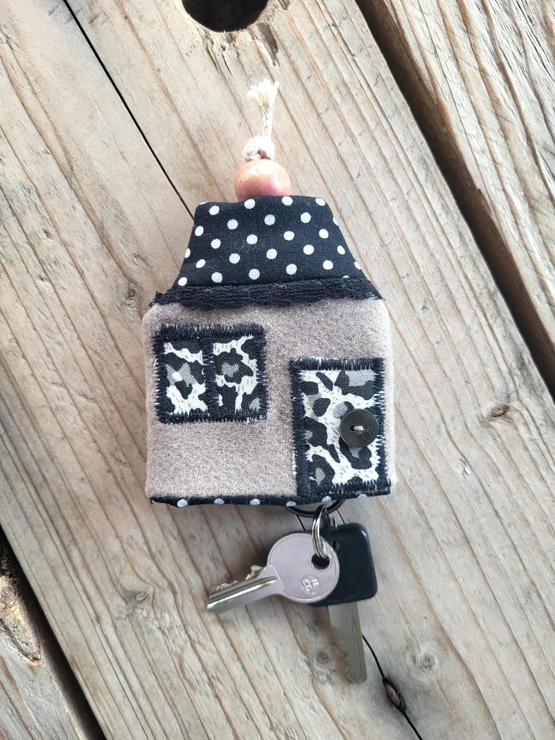 Keyring, Key Cover, Little House, Made From Upcycled Fabric, Handmade ...