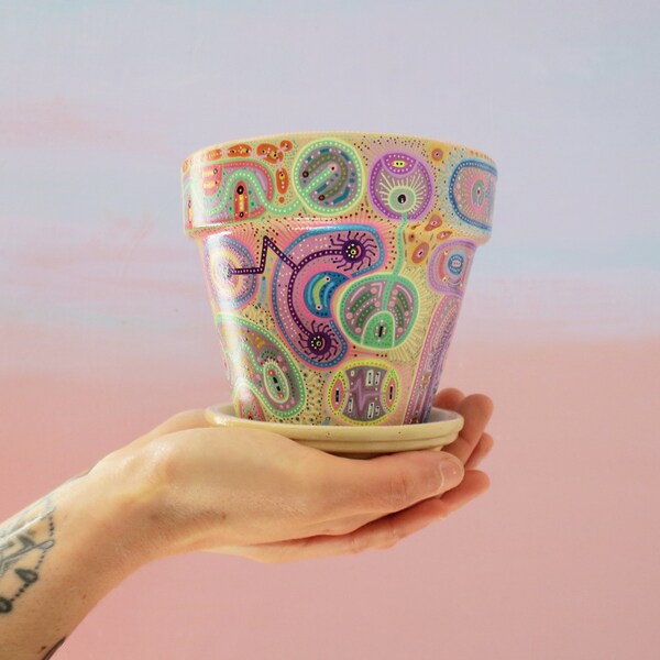 Painted Plant Pot - Etsy