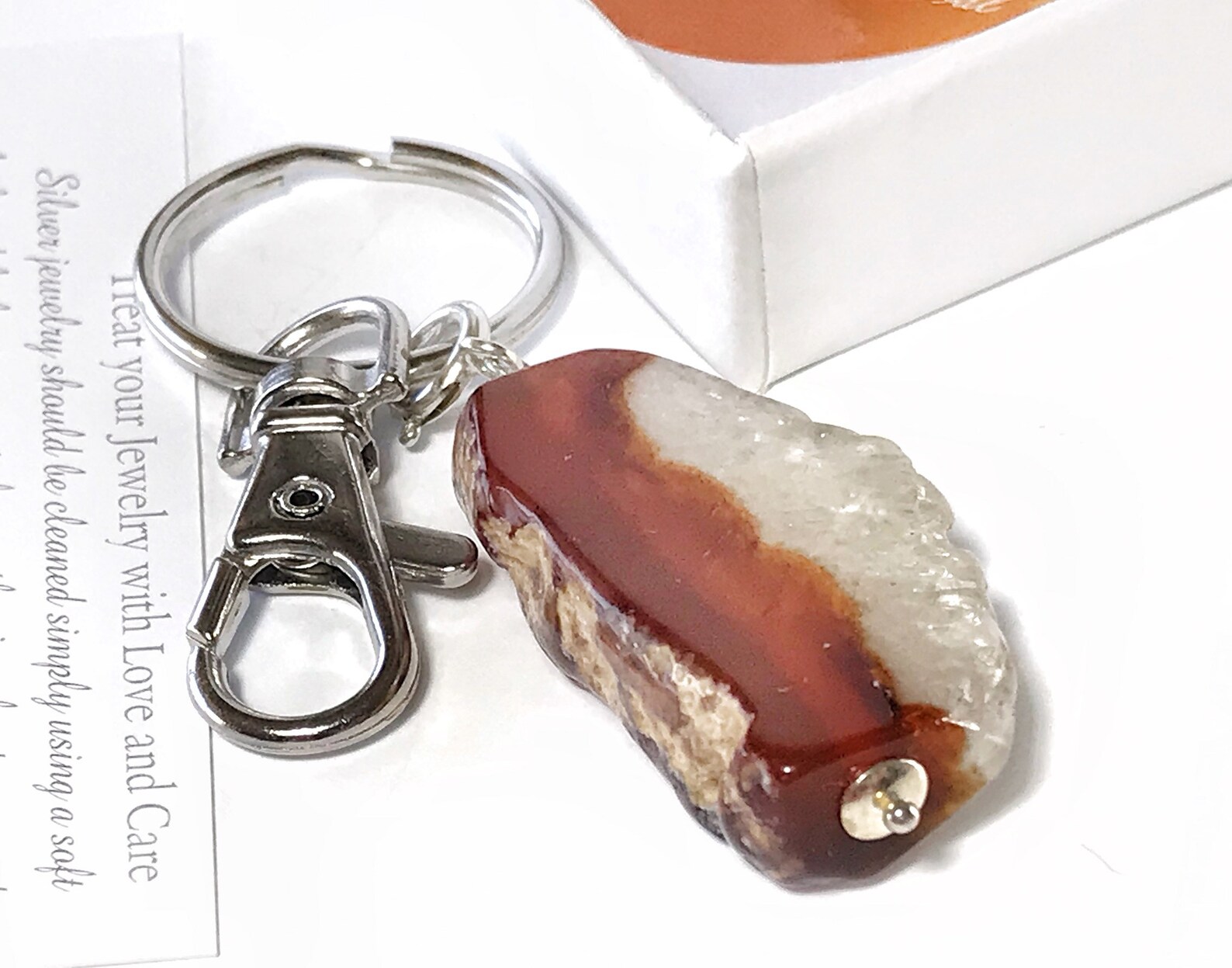 Red Keychain White Red Keychain Big Red Keyfob Red | Etsy