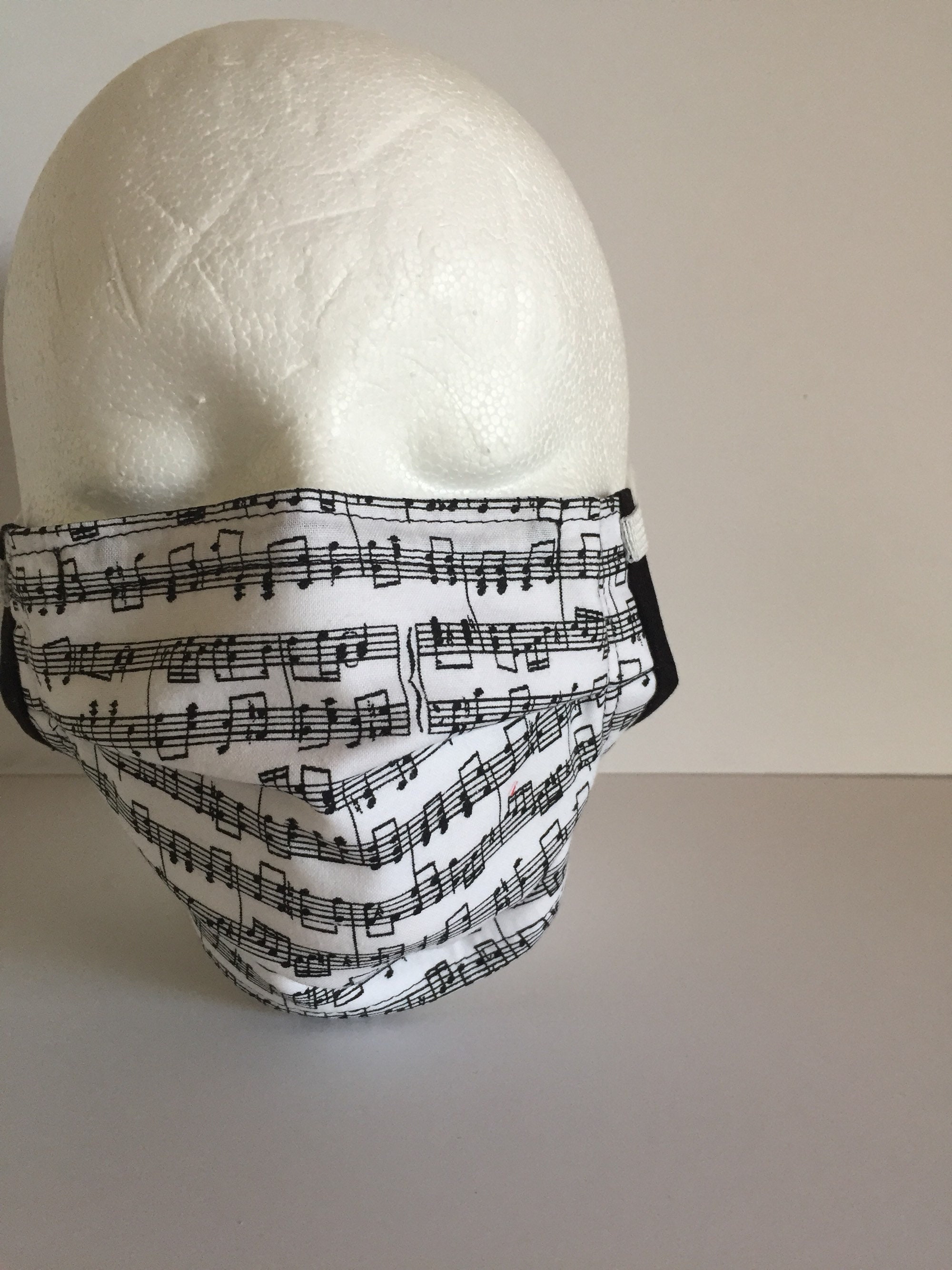 Music Score Face Mask Music Notes Washable Fabric Three Layer | Etsy